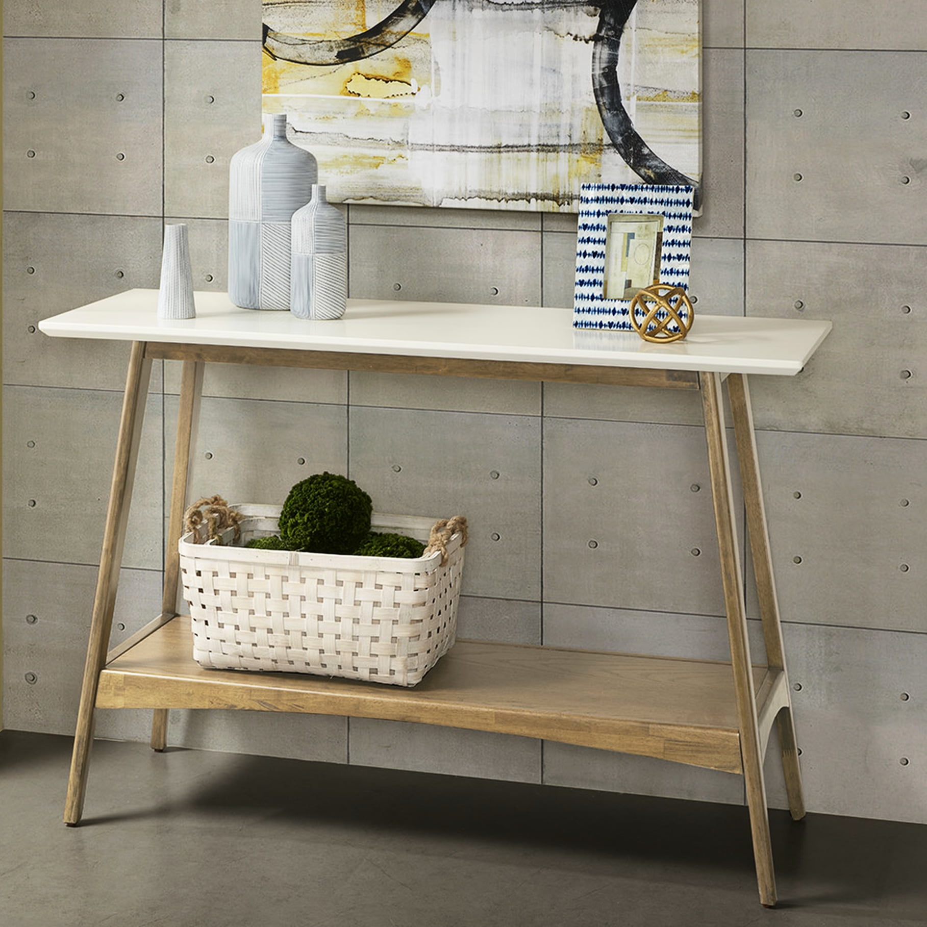 Console Table With Solid Wood And Materials Frame Top Extra Shelf Space ...