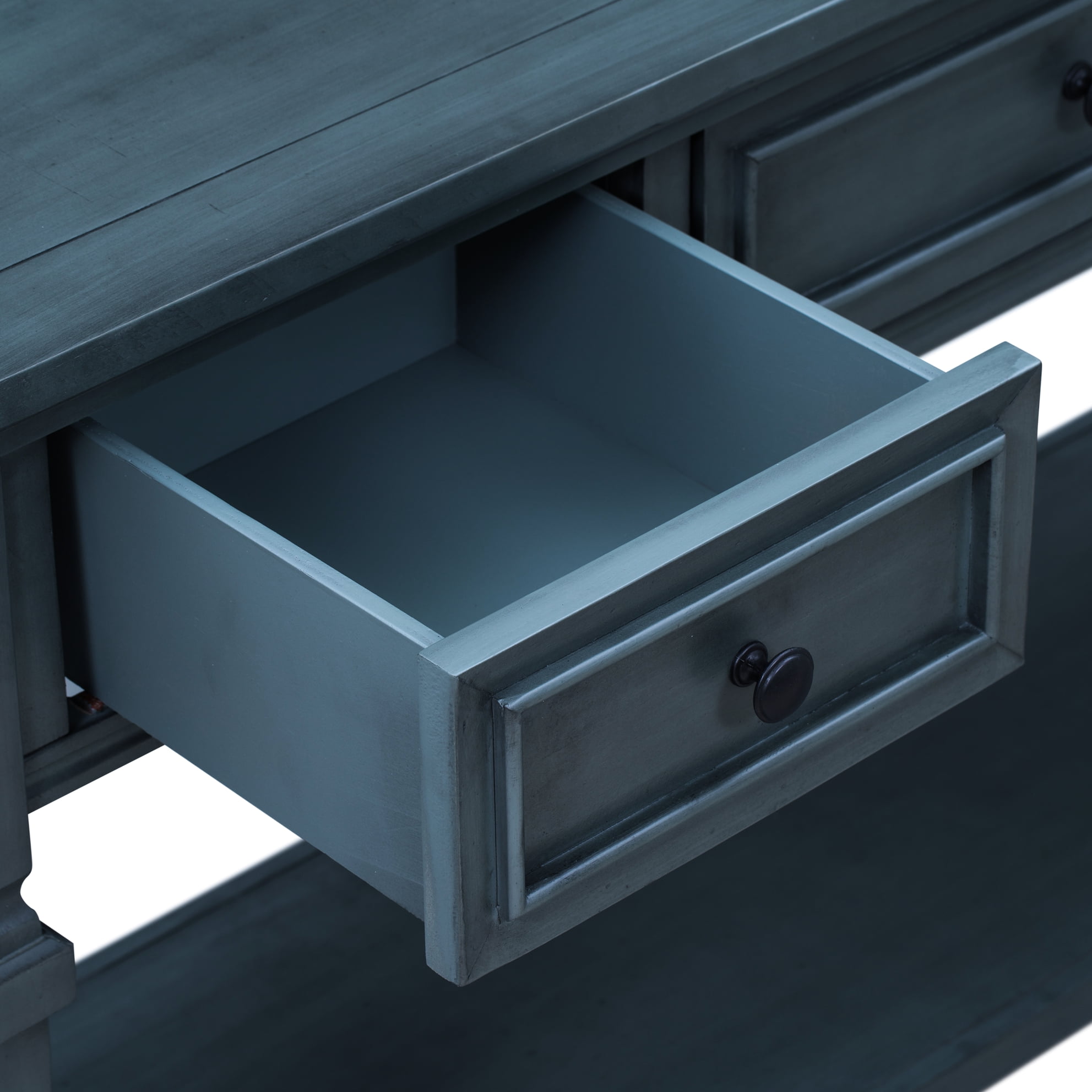 Console Table With Three Drawers And Strong Bottom Shelf - Navy ...
