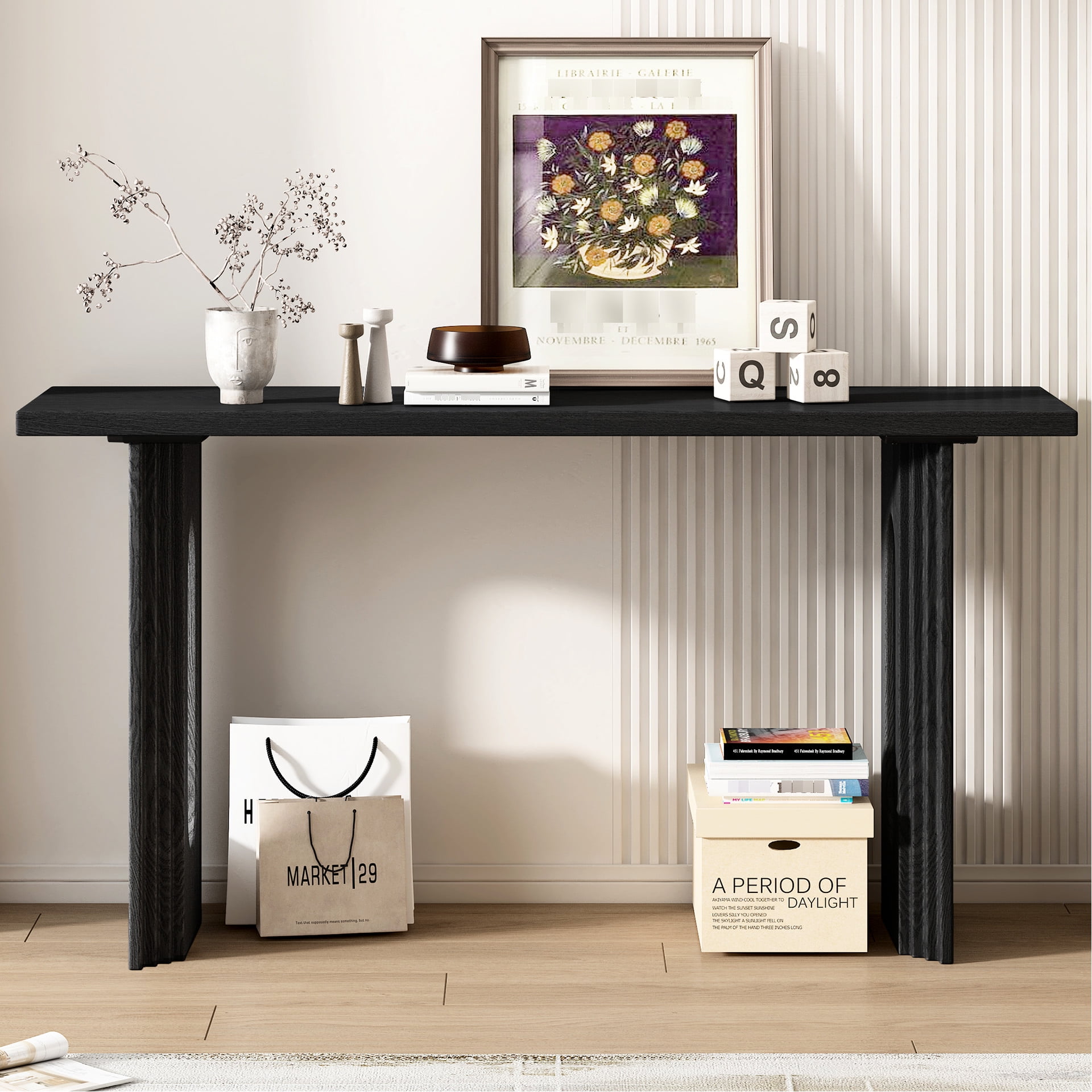 Console Table With Unusual Leg Design, Spacious Tabletop, & , Black ...