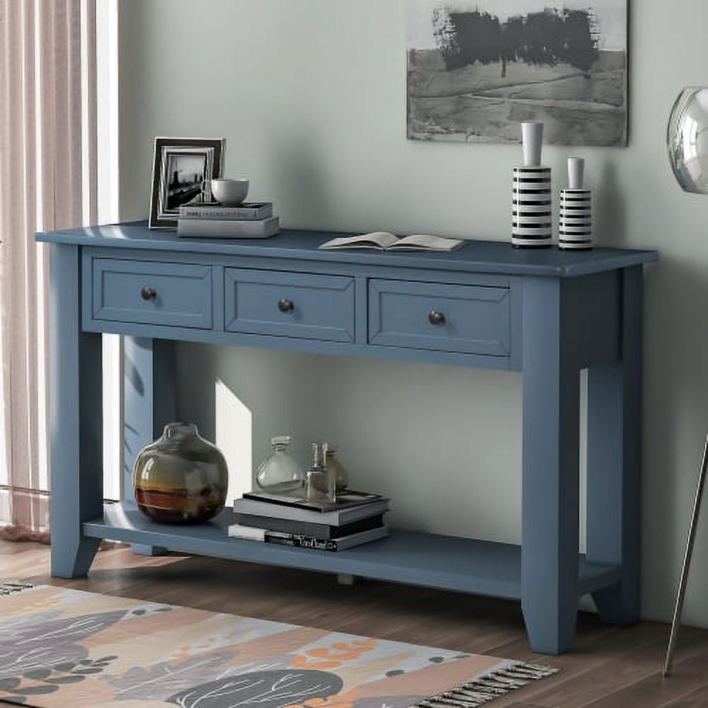 Console Table, Wood Sofa Entry Table with 3 Drawers and Bottom Shelf ...