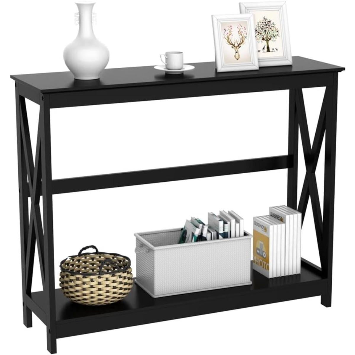 Console Table for Entryway, 2 Tier Entryway Table Bookshelf Accent ...