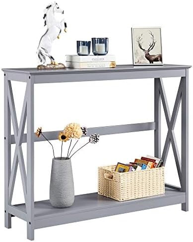 Console Table for Entryway, 2 Tier Entryway Table Bookshelf Accent ...