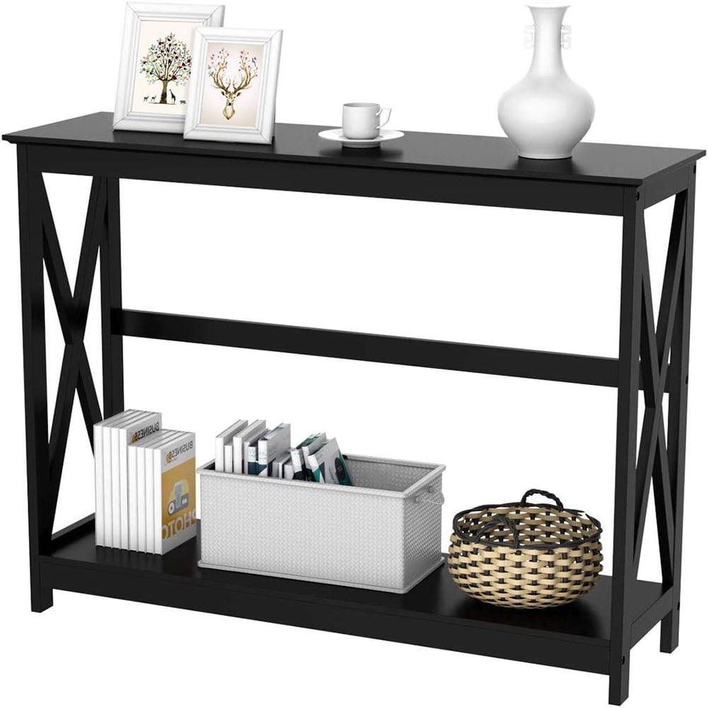 Console Table for Entryway, 2 Tier Entryway Table Bookshelf Accent ...