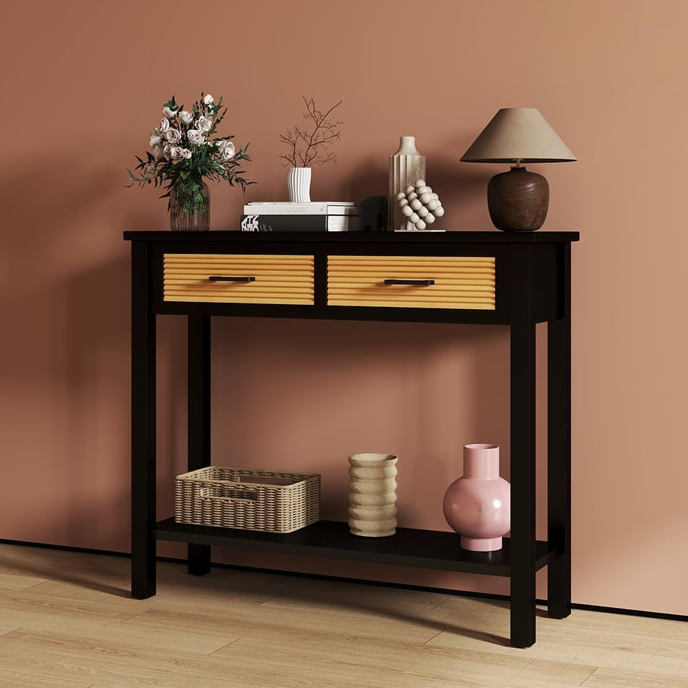 Console Table for Entryway, 38 Inch Sofa Table w/2 Drawers and Bottom ...