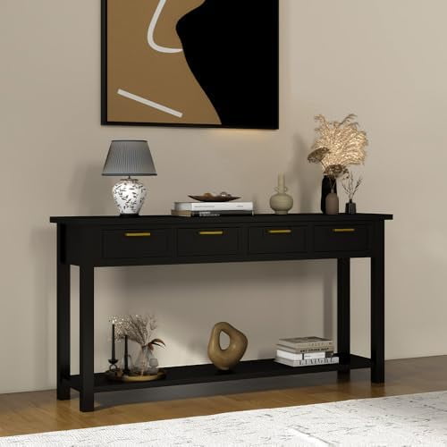 Console Table for Entryway, 60 Inch Sofa Table w/4 Drawers and Bottom ...