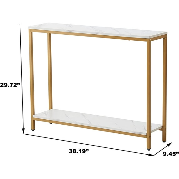 Console Table for Entryway, Faux Marble MDF Sofa Table with Golden ...