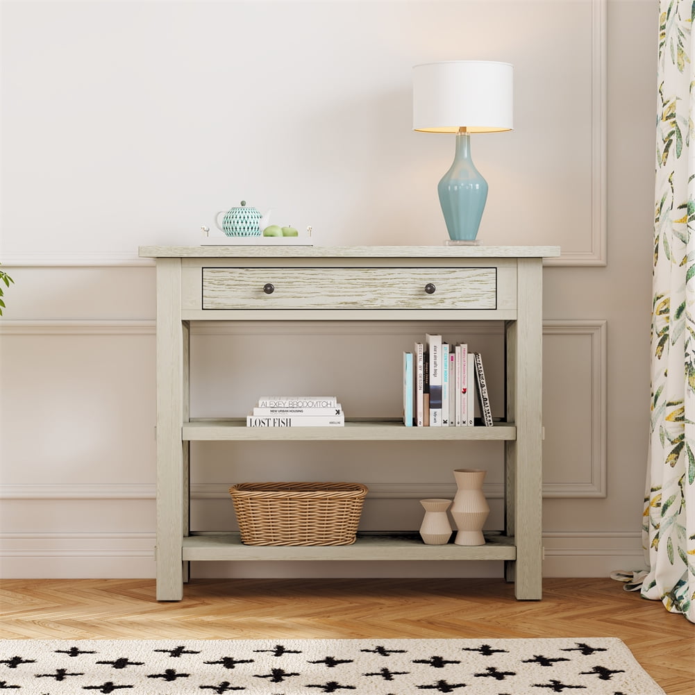 Console Table with 2 Drawers And 2 Shelves Entry Way Table Display ...
