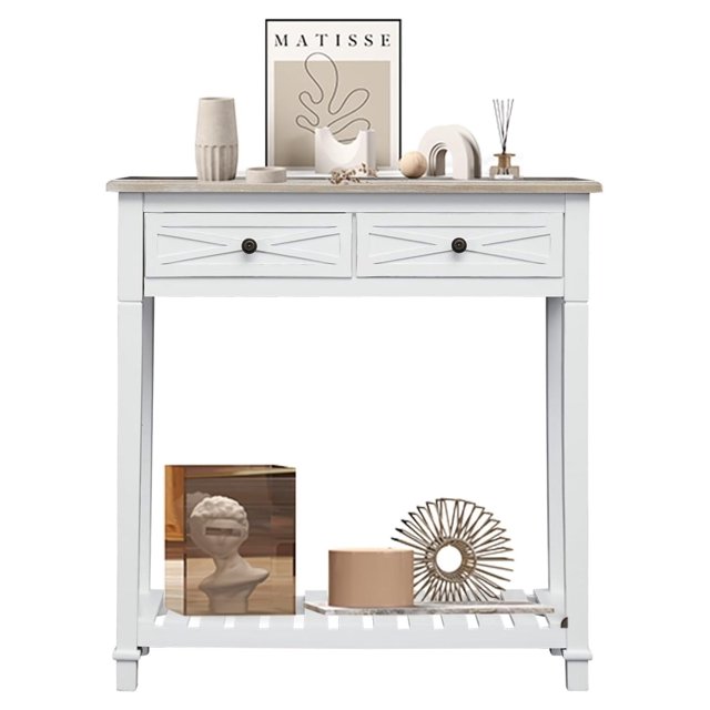 Console Table with 2 Drawers and Storage Shelf Small Narrow Sofa Table ...
