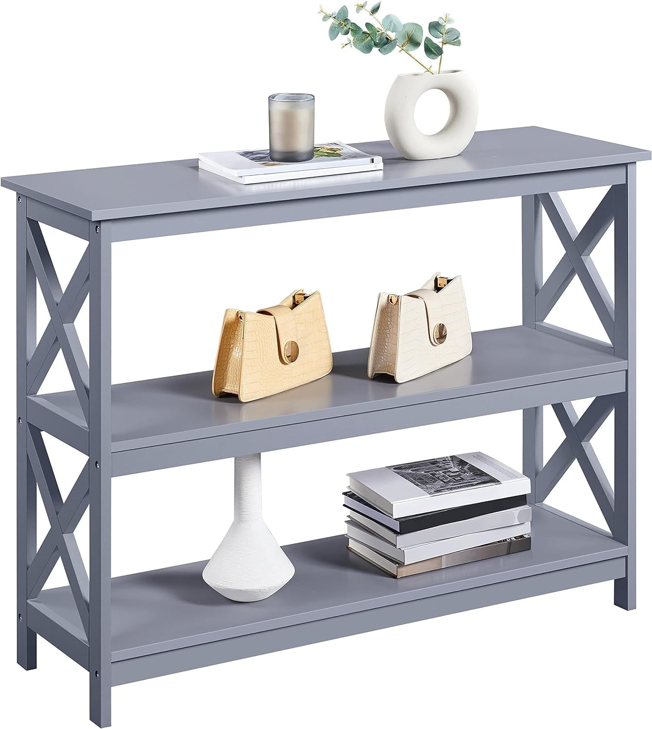 Console Table with 3 Storage Shelves, Entryway Table Sofa Side Table ...