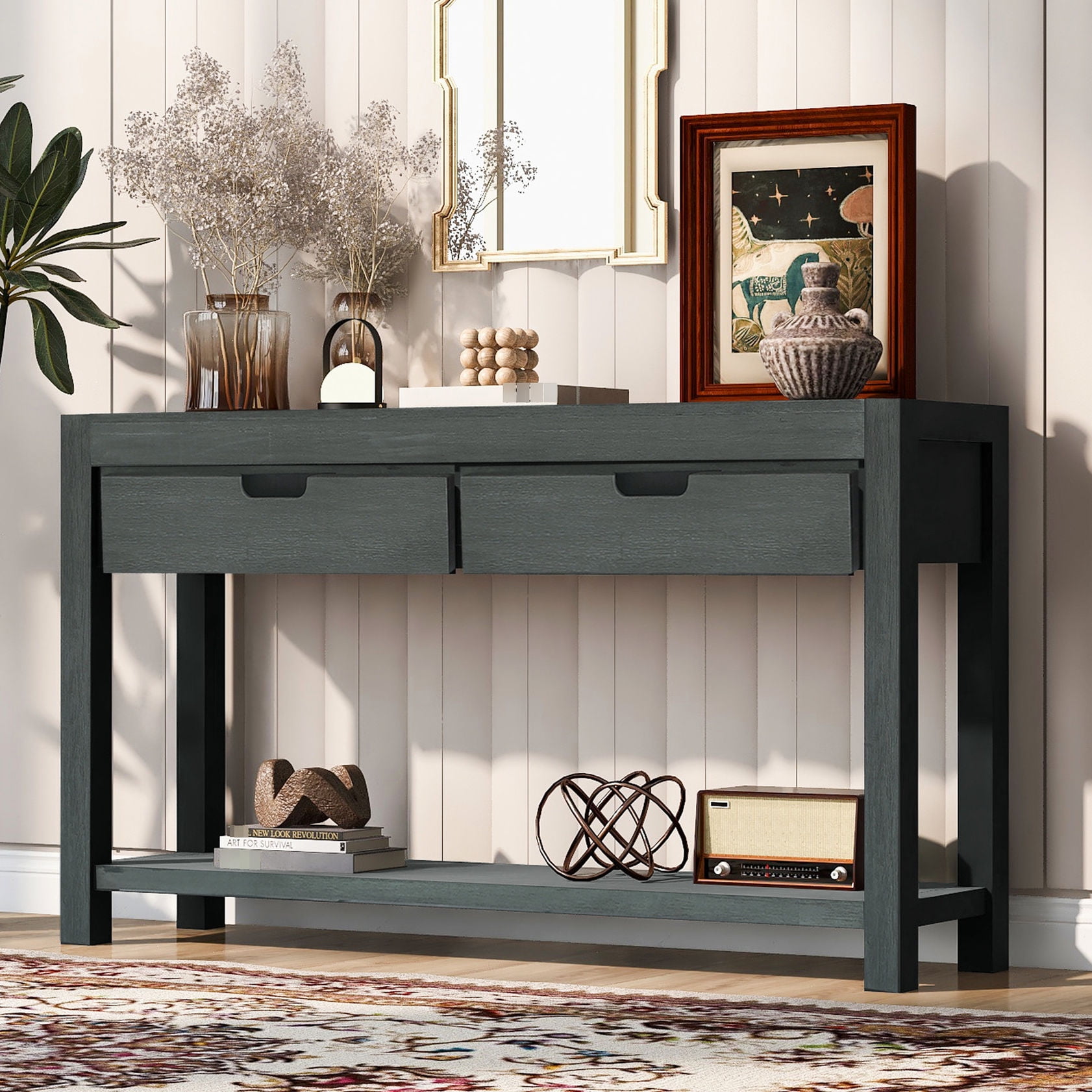 Console Table with Acacia Veneer Shelf / Provide Extra Space in Living ...