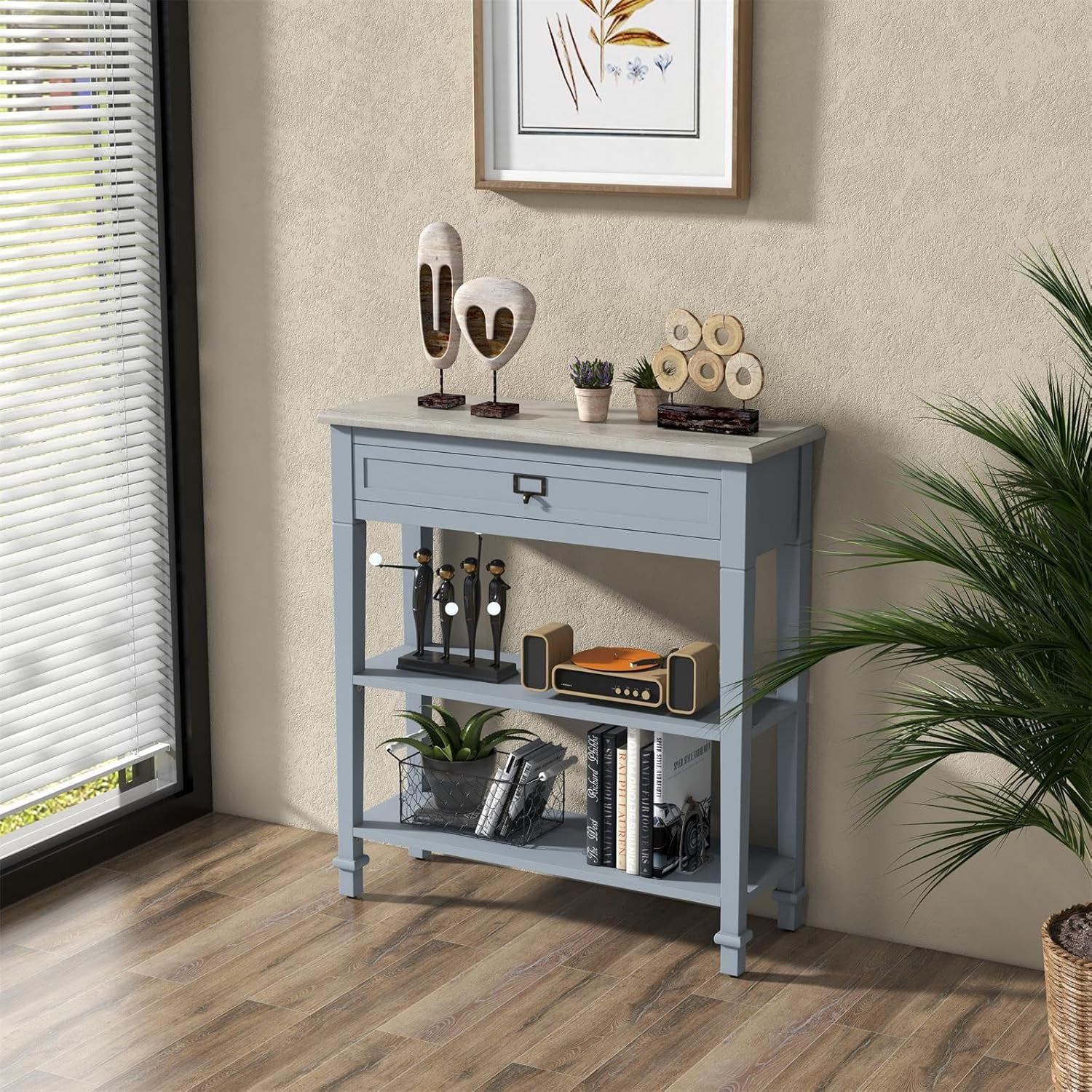 Console Table with Drawer & Storage Shelf – Accent Sofa Table for ...