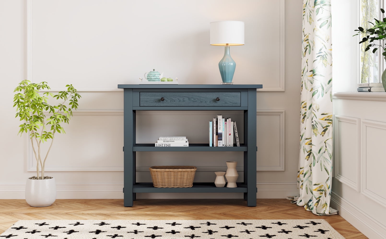 Console Table with Drawer and Two Sturdy Shelves, Sofa Table for ...