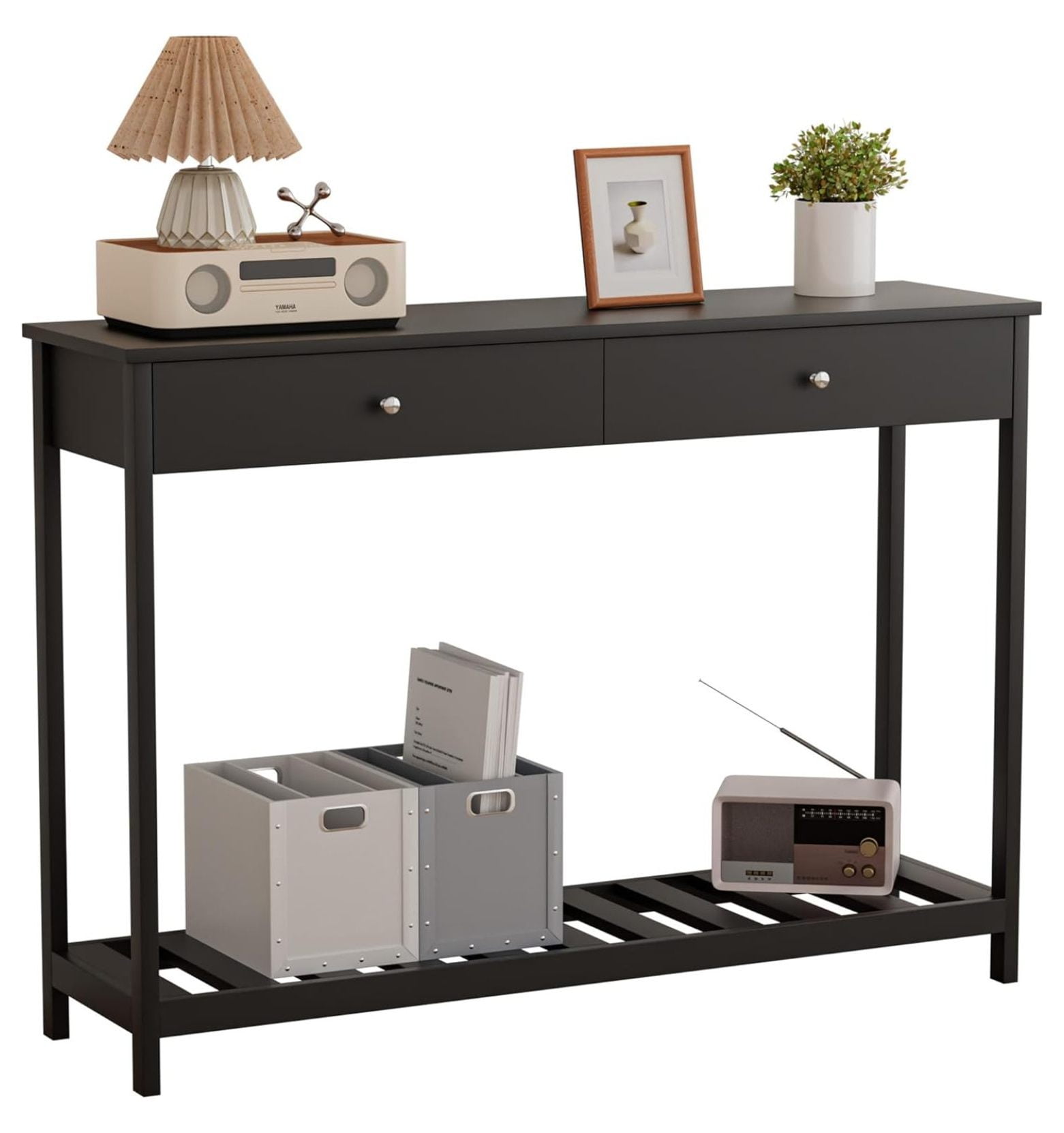 Console Table with Drawers & Storage Shelves Narrow Sofa Table for Entryway, Living Room ...