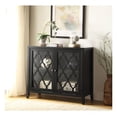 Console Table with Glass Doors, Black Finish Entryway Table, Living ...