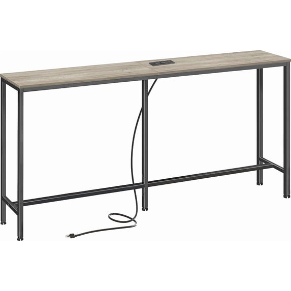 Console Table with Outlet, 63 Inch Sofa Table with Station, Narrow ...