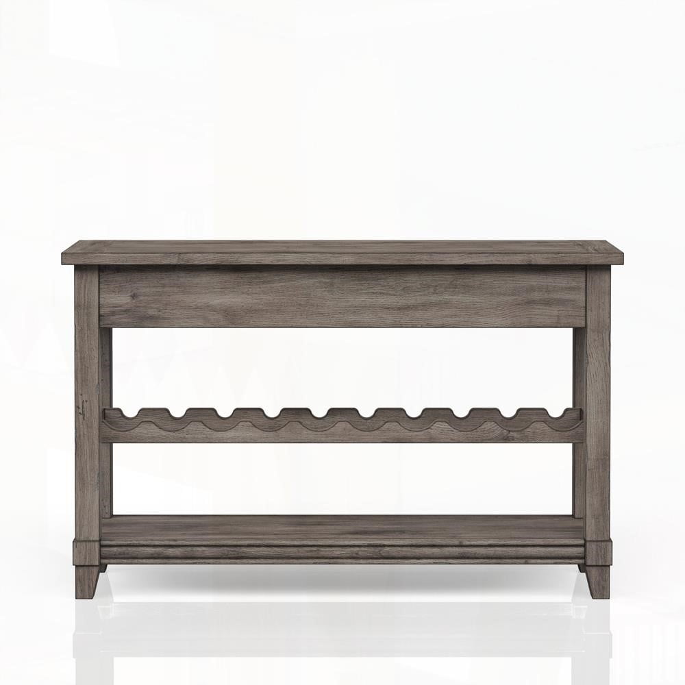 Console Table with Rustic Gray Finish, 2 Drawers & Wine Rack - Walmart.com