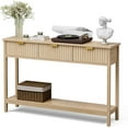Console Table with Storage, Boho Entryway Table with 3 Fluted Drawers and Shelf, Sofa Table for ...
