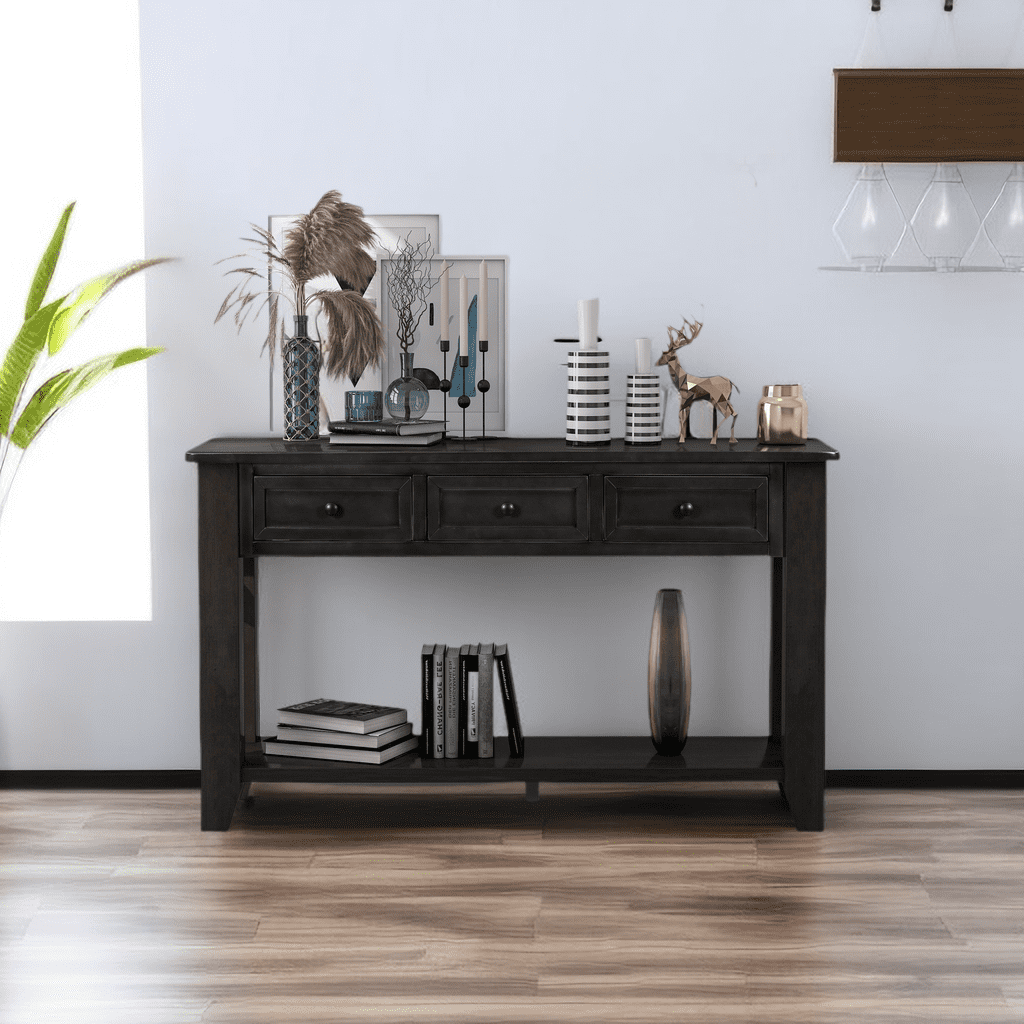 Console Table with Storage, Modern Sofa Table with 3 Drawers and 1 ...