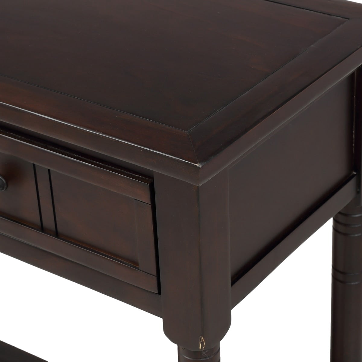 Console Table with Two Drawers and Bottom Shelf Espresso - Walmart.com