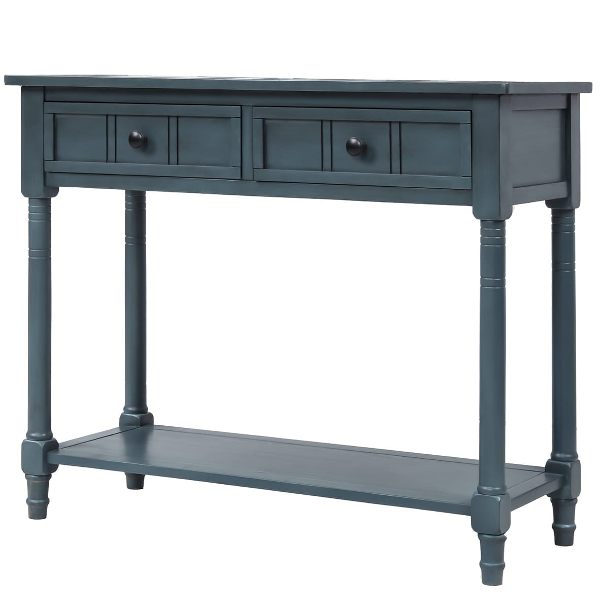 Console Table with Two Drawers and Bottom Shelf Navy - Walmart.com