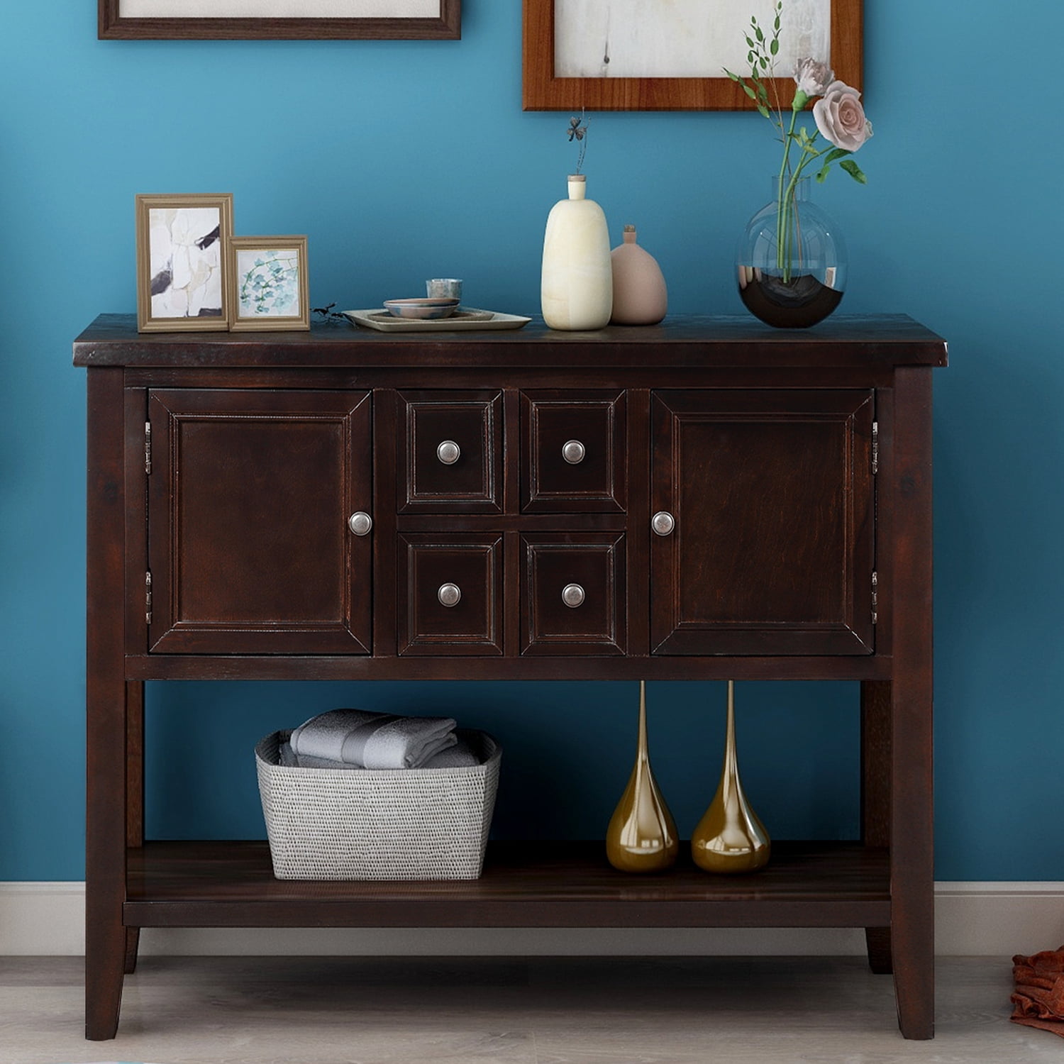 Console Tables for Entryway, Kitchen Sideboard Buffet with 4 Drawers ...