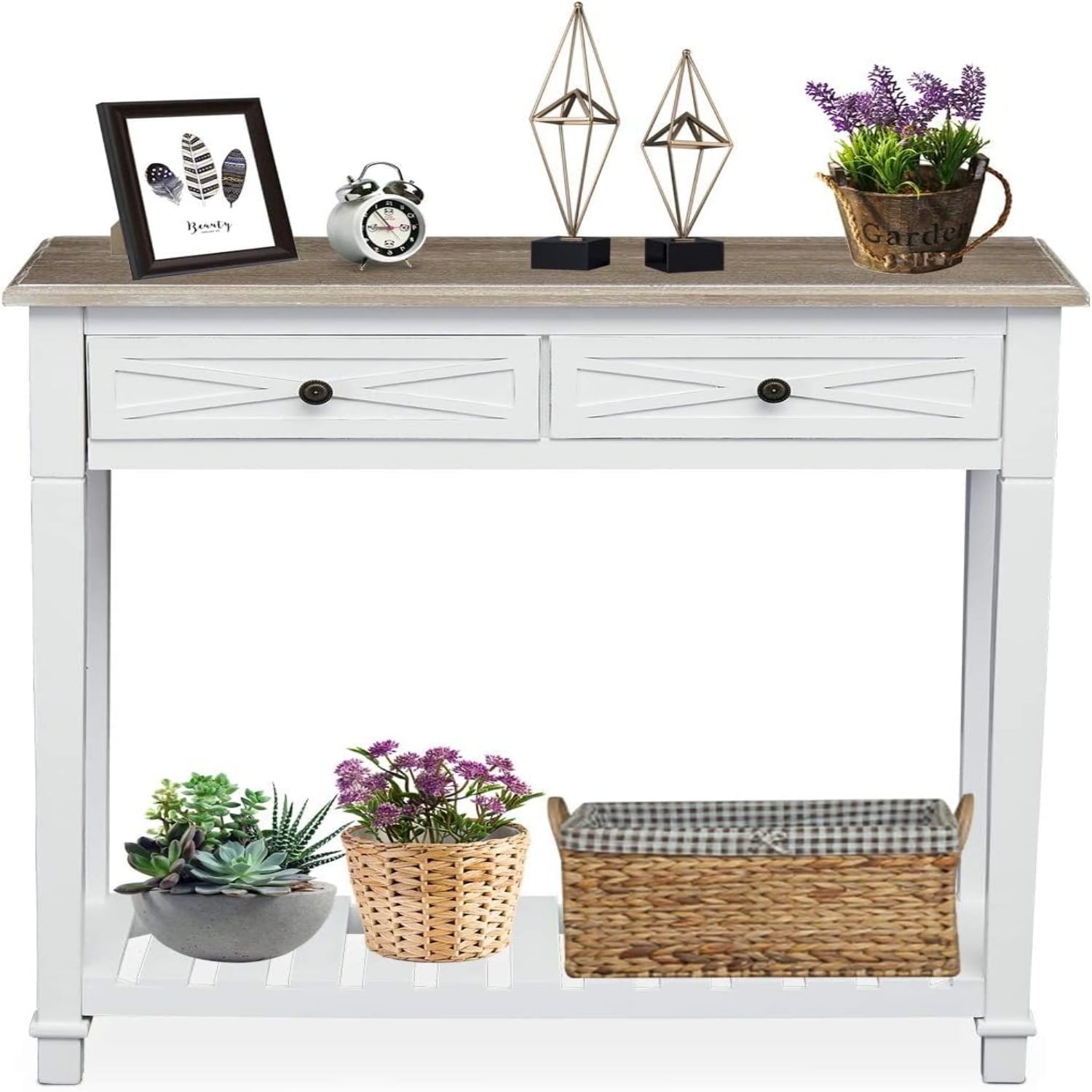 Console Tables for Entryway with 2 Drawers and Small Narrow Sofa Living ...