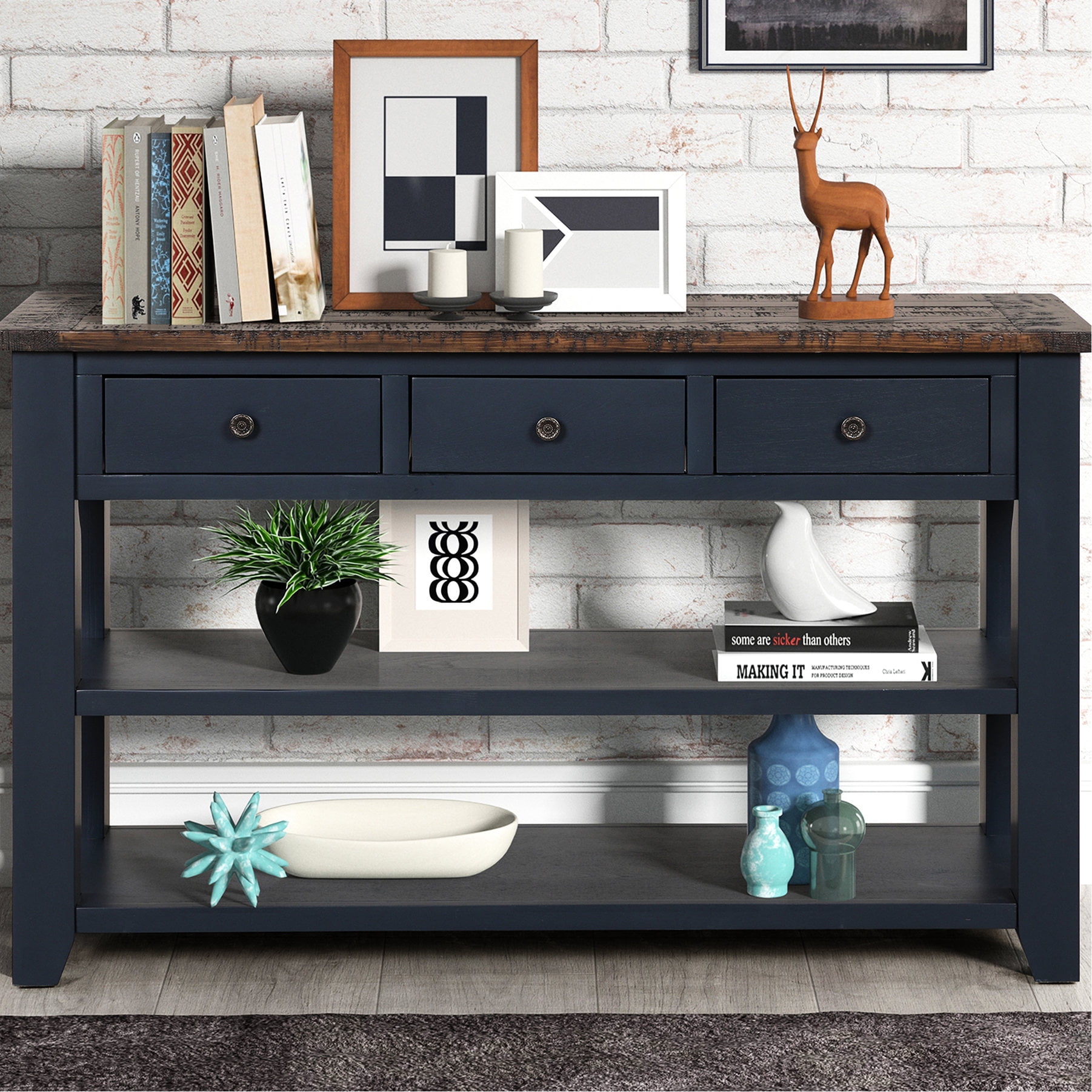 Console with 3 Drawers and 2 Shelves | High Weight Capacity | Hallway ...