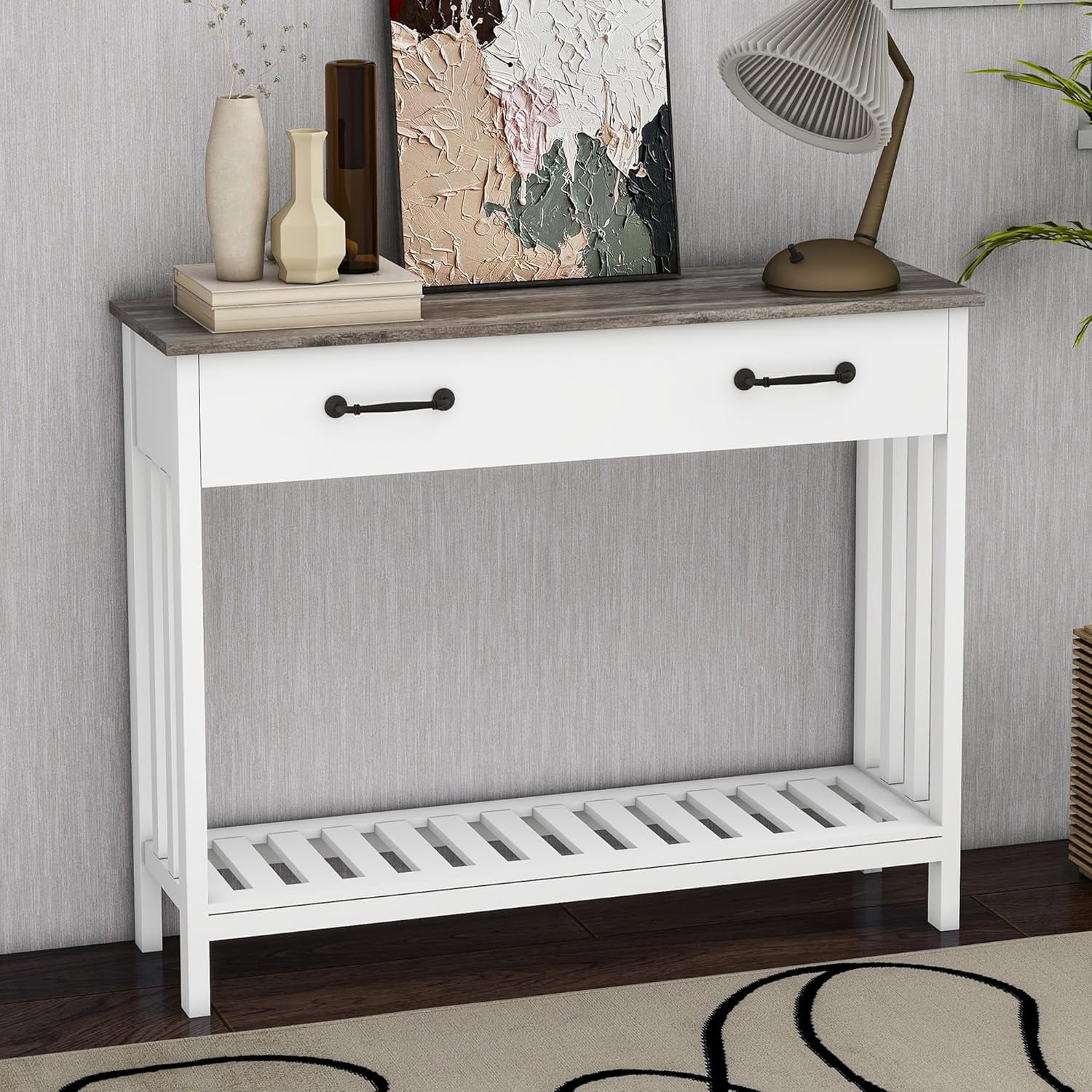 Console with Drawer and Storage Shelf Entryway Console Narrow Sofa Entrance Enter Way Hallway ...