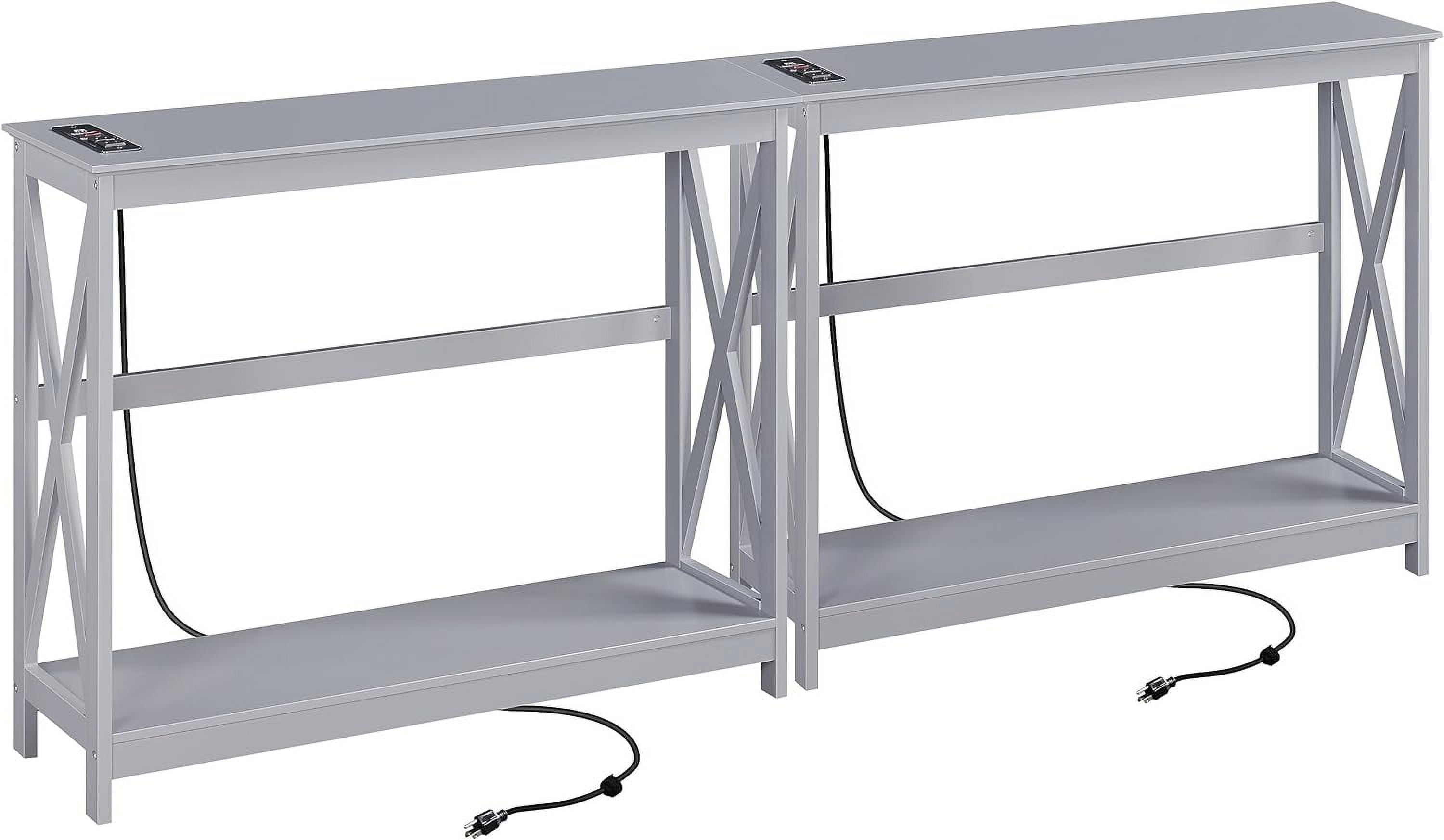 Console with Outlets and USB Ports Entryway with Shelves Sofa Narrow ...