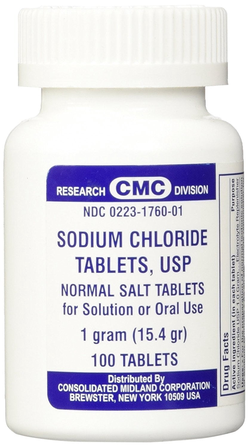 Consolidated Midland Corp Sodium Chloride Supplement Tablets 1 Gm, 100 ...