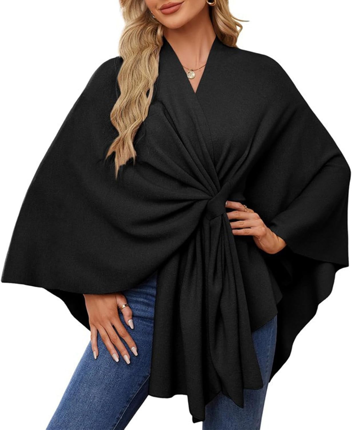 Consolidateh Sweater, Elegant Shawl Wraps Soft Open Front Sweater ...