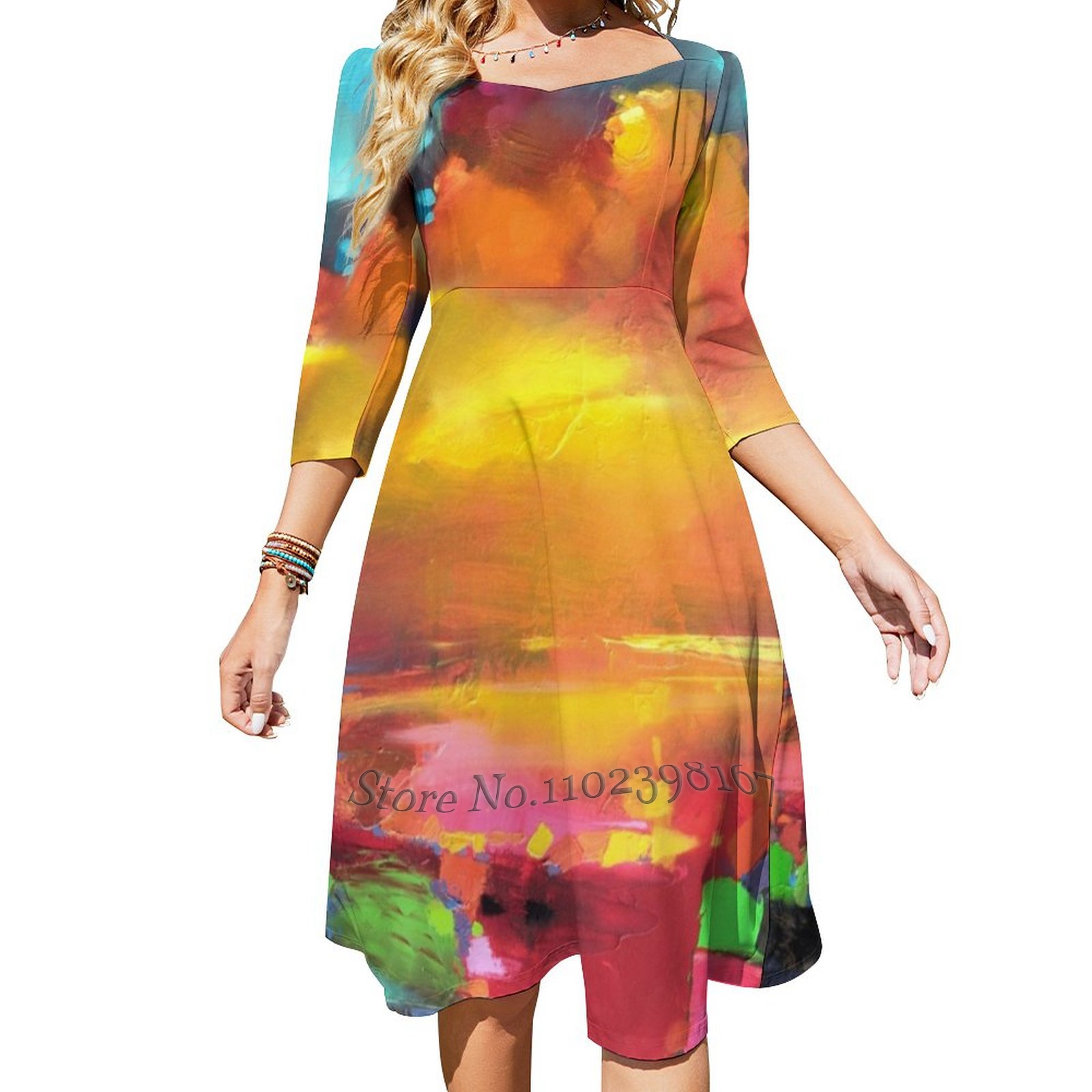 Consonance And Dissonance Square Neck Dress Sweet Summer Dress Women ...