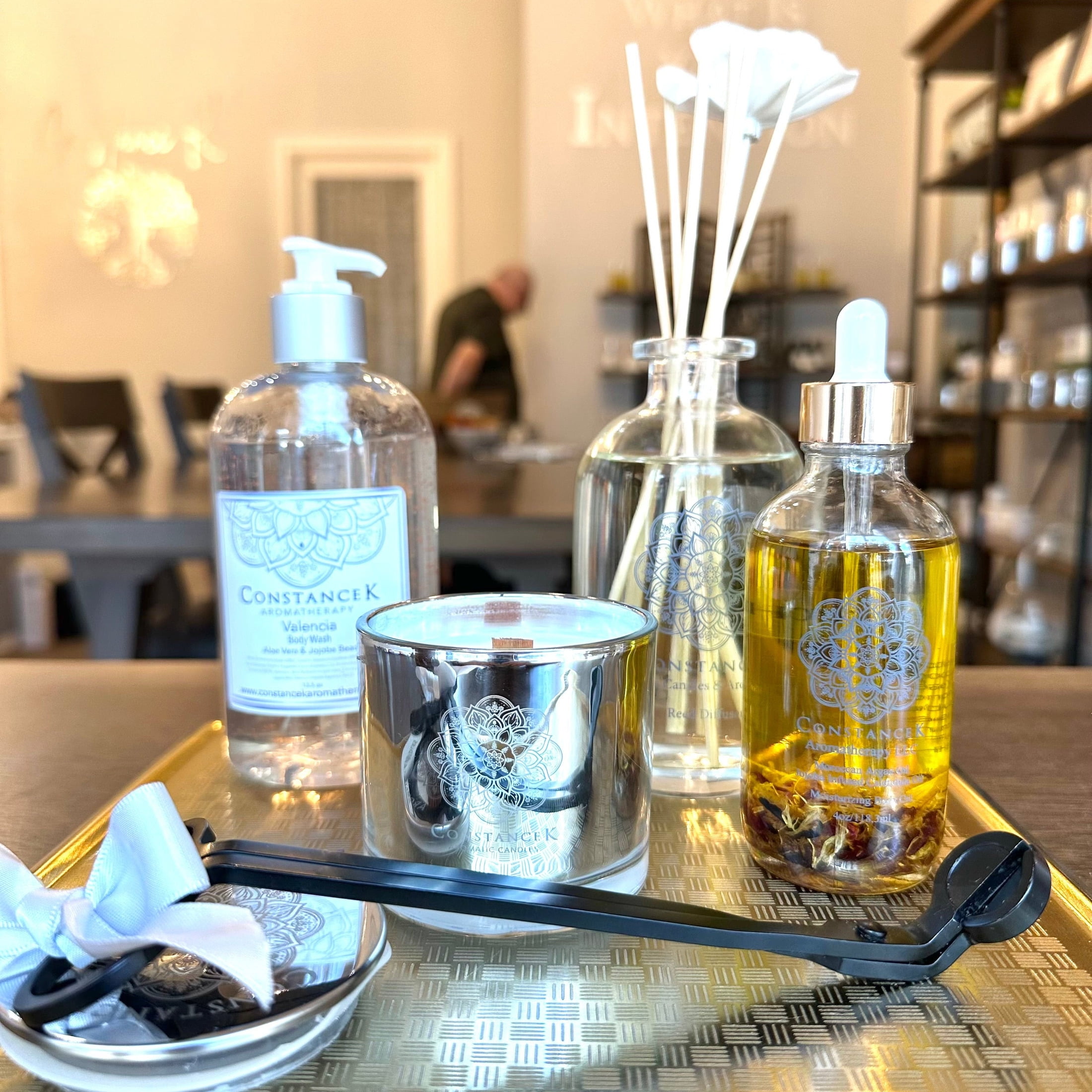 Constance K Aromatic Candles & Aromatherapy Spa Gift Box - Gardenia - Gardenia, Lemon Peel ...