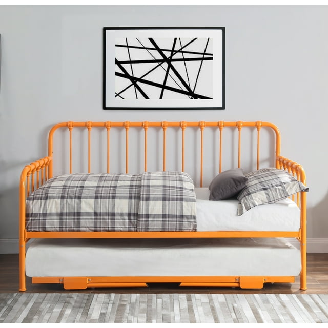Constance Metal Daybed with Trundle, Orange - Walmart.com