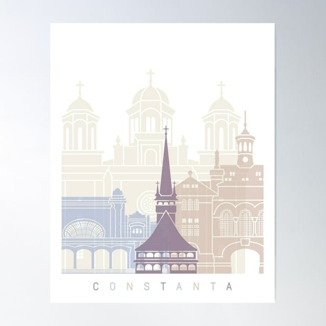 Constanta Skyline Poster Pastel Poster Wall Art, Modern Wall Decor For Living Room Bedroom ...