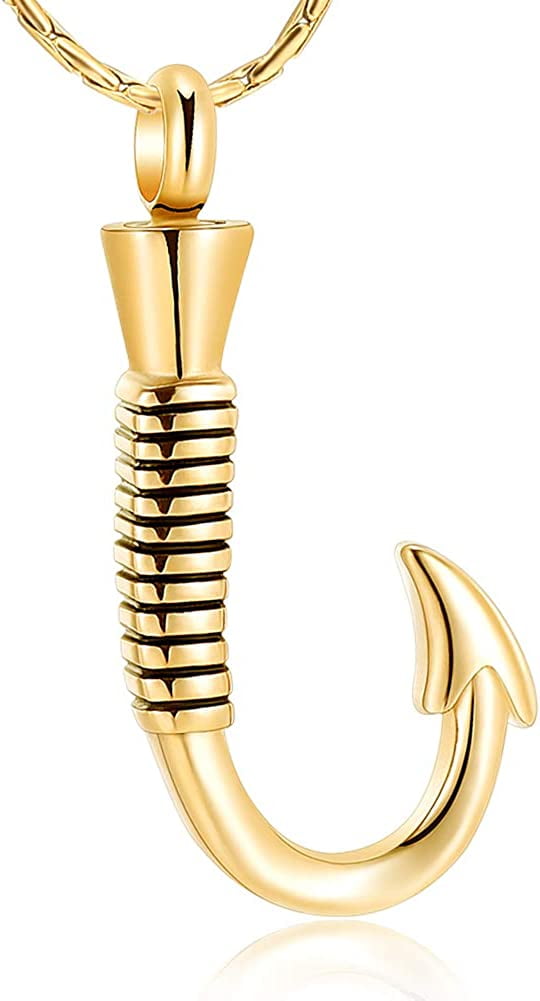 Constantlife Fishing Hook Cremation Jewelry for Ashes Holder Necklace ...