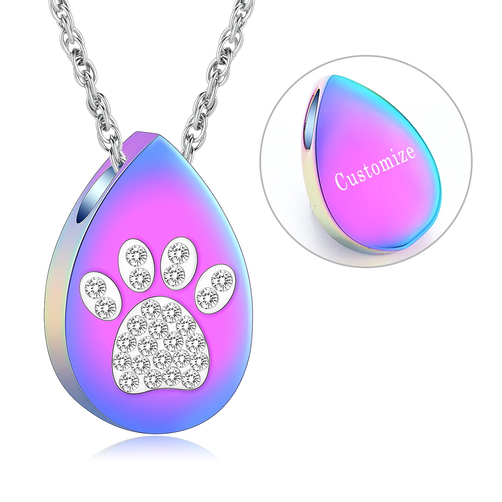 Constantlife Teardrop with Crystal Paw Cremation Jewelry for Ashes Urn ...