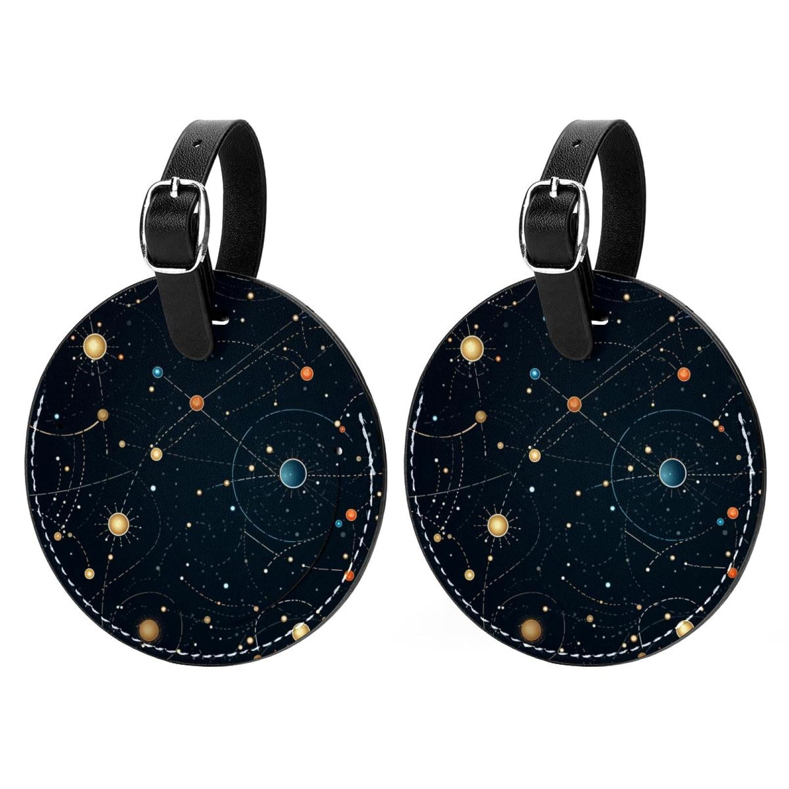 Constellation 2pcs PU Leather Round Bag Tags with Privacy Cover and ...