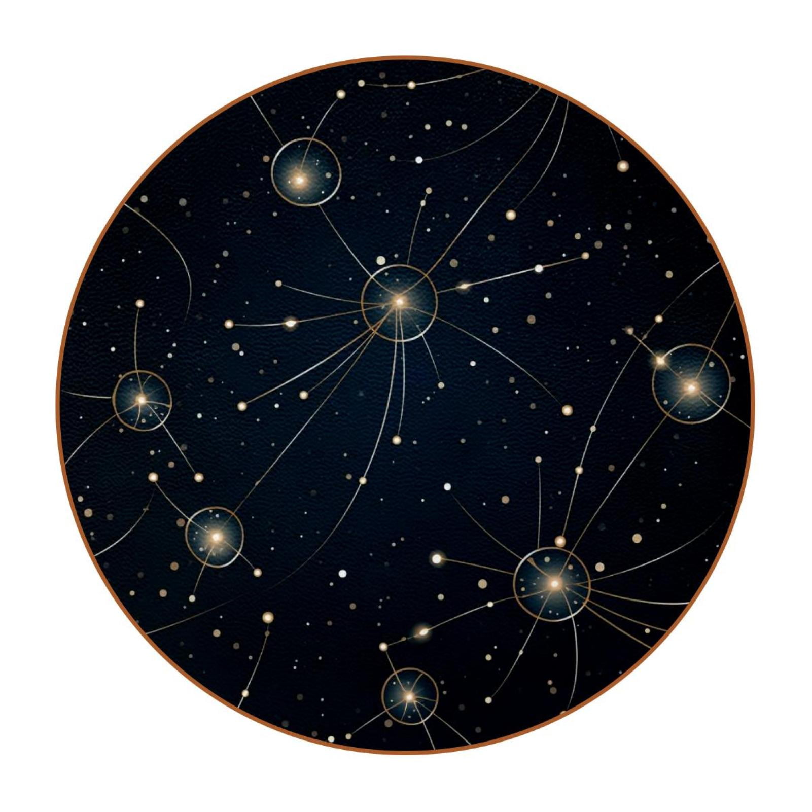 Constellation 6PCS Round Coasters Microfiber Leather 11x11 cm/4.3x4.3 ...