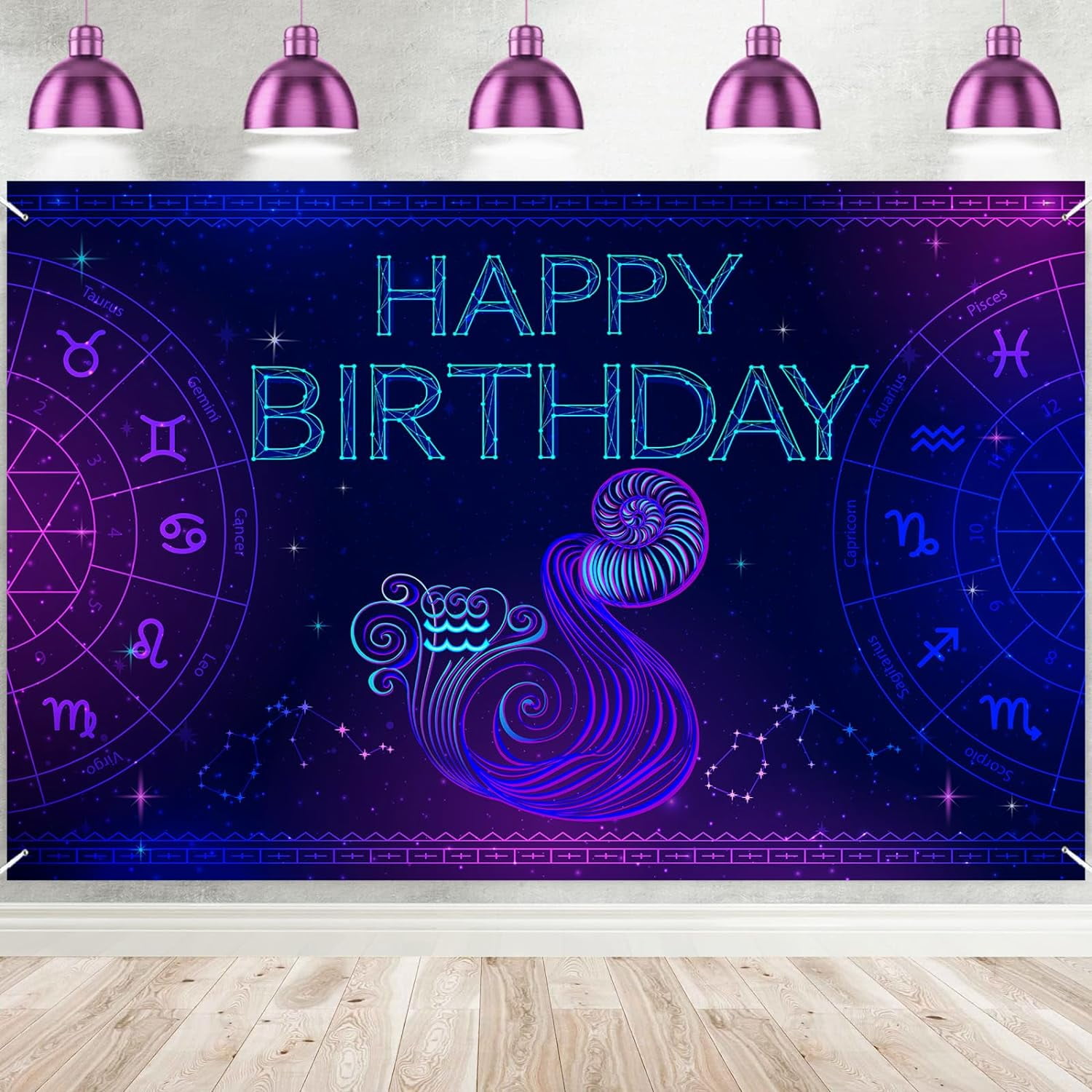 Constellation Aquarius Banner Happy Birthday Backdrop Astronomy Themed ...