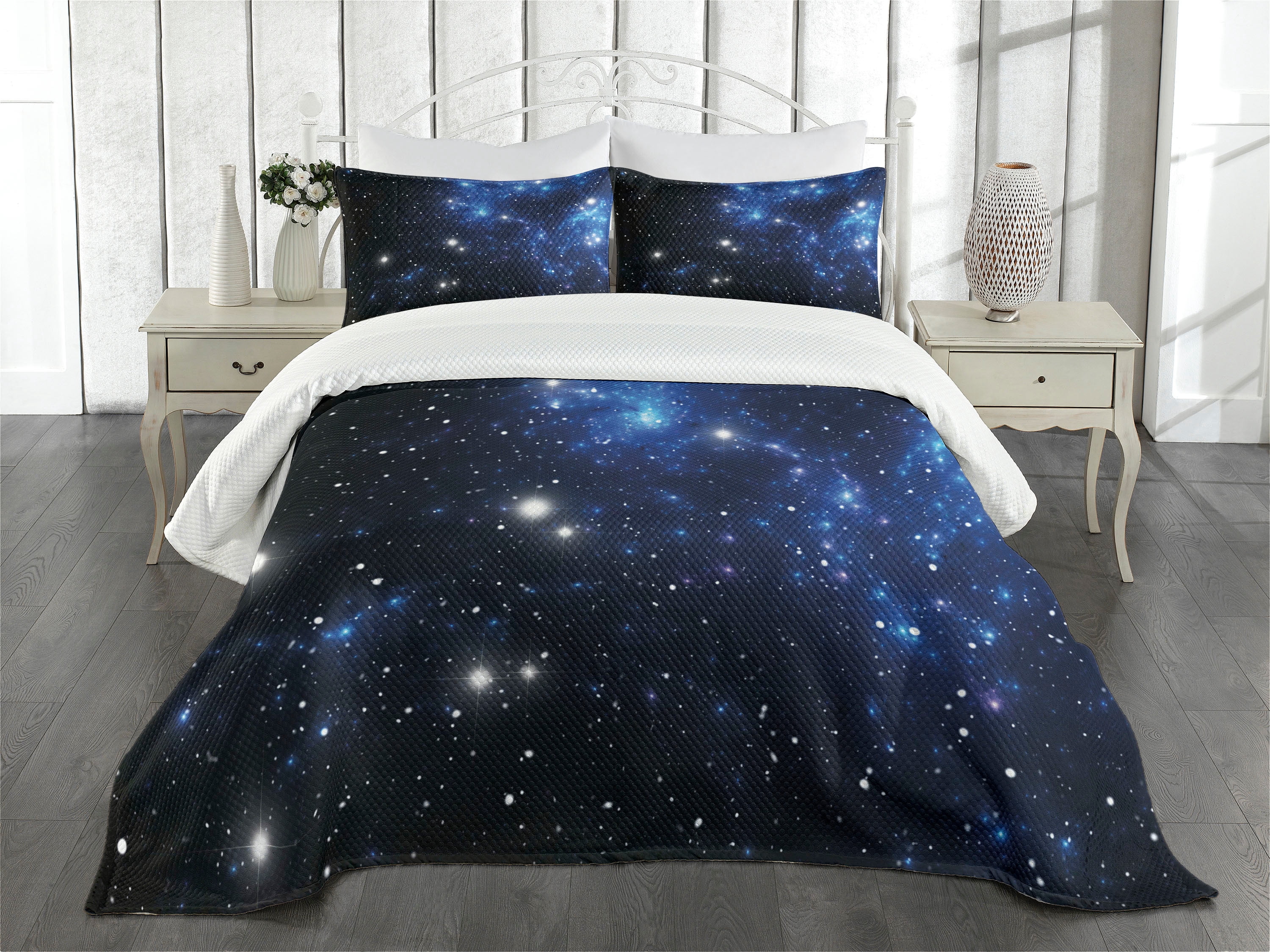 Constellation Bedspread Set Queen Size, Outer Space Star Nebula Astral ...