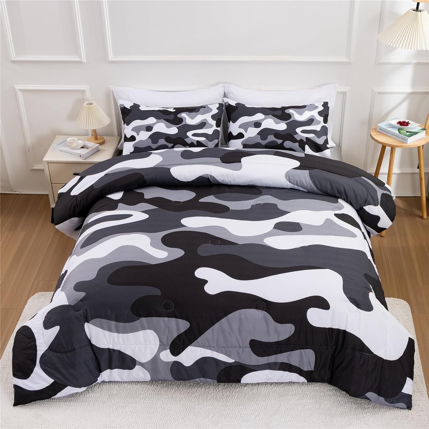 NTBED, Camouflage Bedding Set, Twin Comforter Gray, Colorful Pattern ...