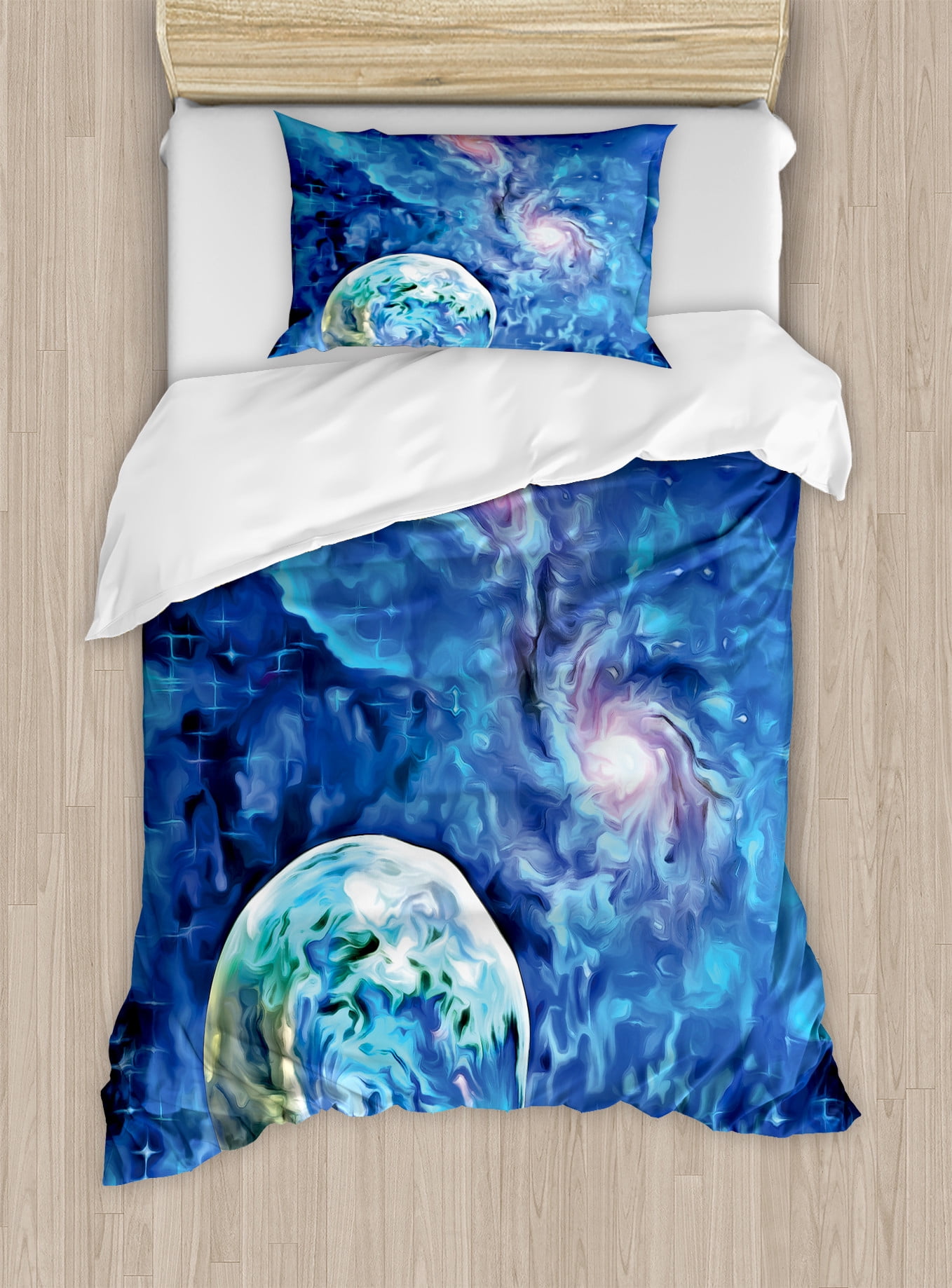 Constellation Duvet Cover Set, Exo Solar Planet Painting Style Vibrant ...