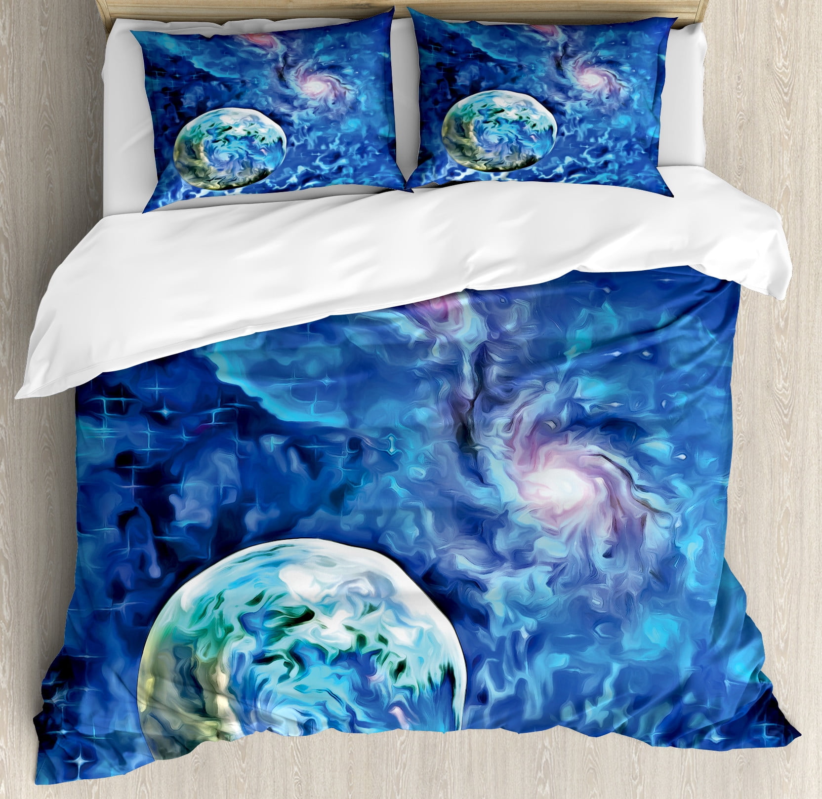 Constellation Duvet Cover Set, Exo Solar Planet Painting Style Vibrant ...