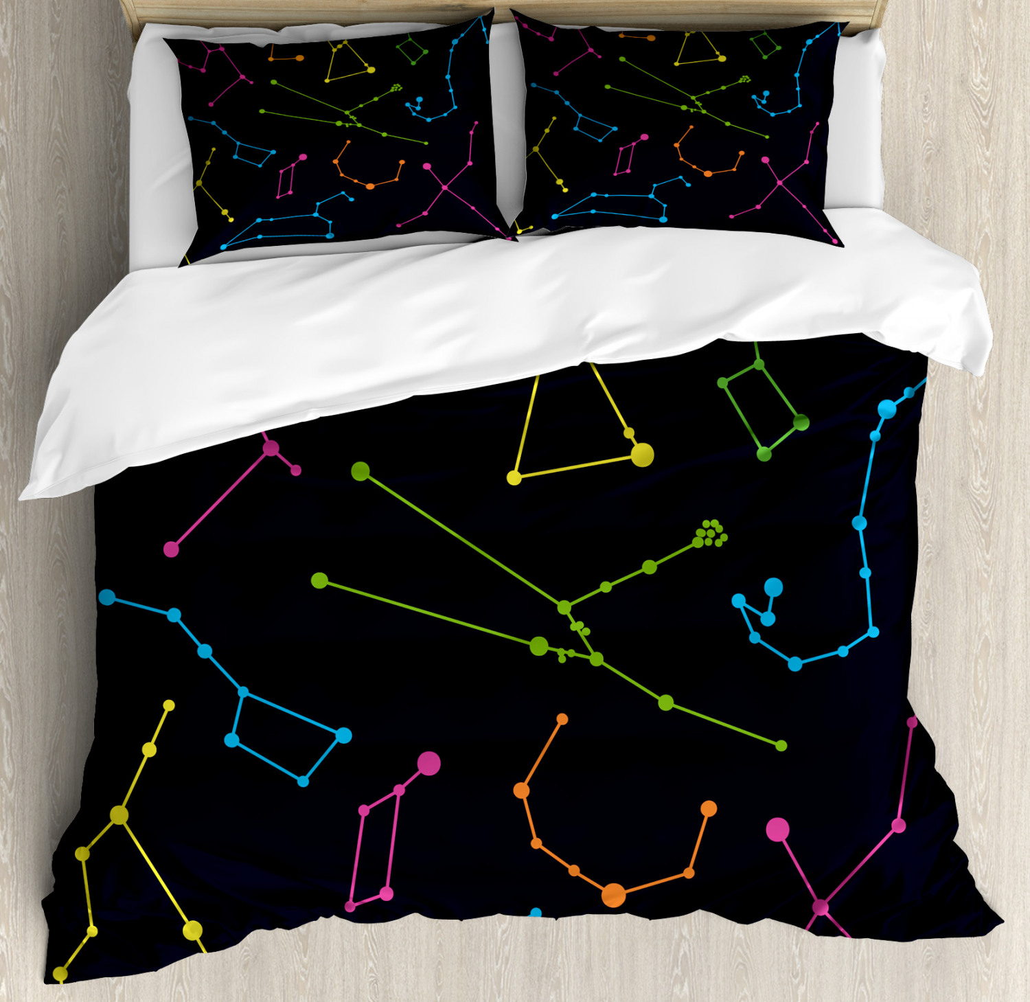 Constellation Duvet Cover Set King Size, Colorful Astronomic ...
