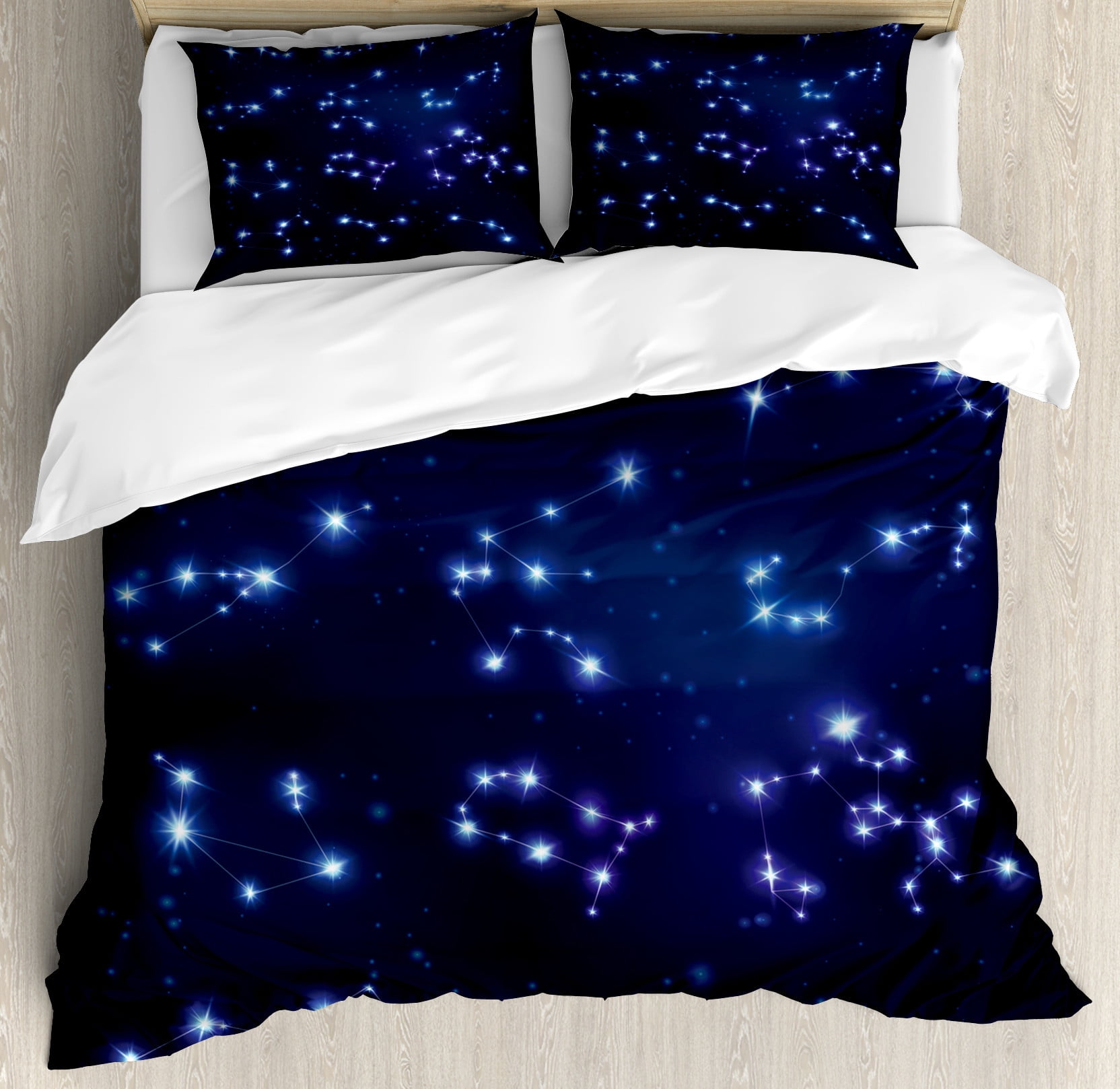 Constellation Duvet Cover Set, Realistic Celestial Gemini Leo Pisces ...