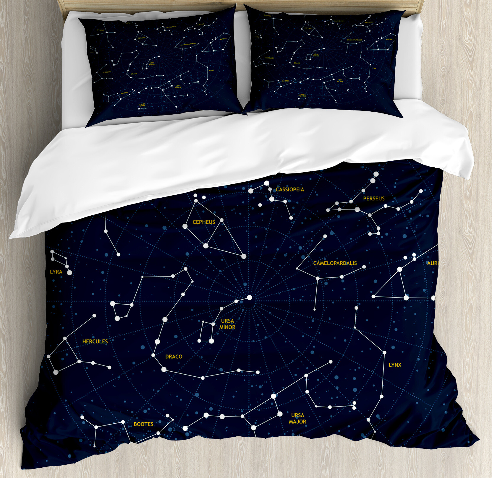 Constellation Duvet Cover Set, Sky Map Andromeda Lacerta Cygnus Lyra ...