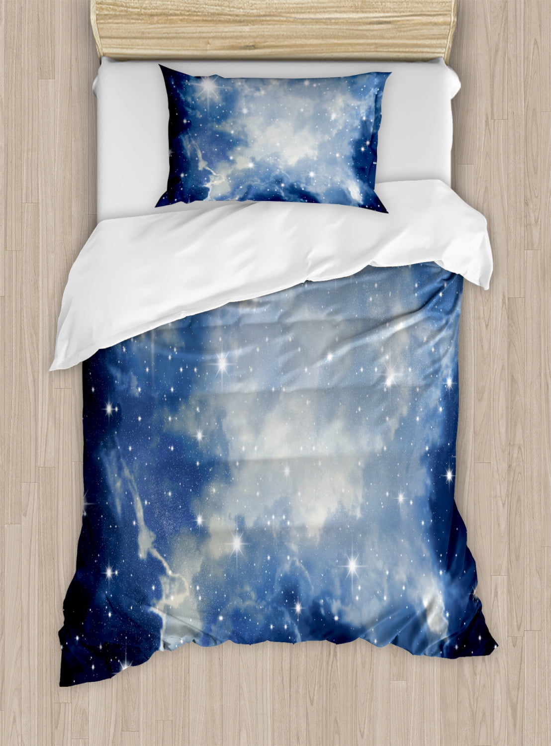 Constellation Duvet Cover Set Twin Size, Blue Galaxies in Night Sky ...
