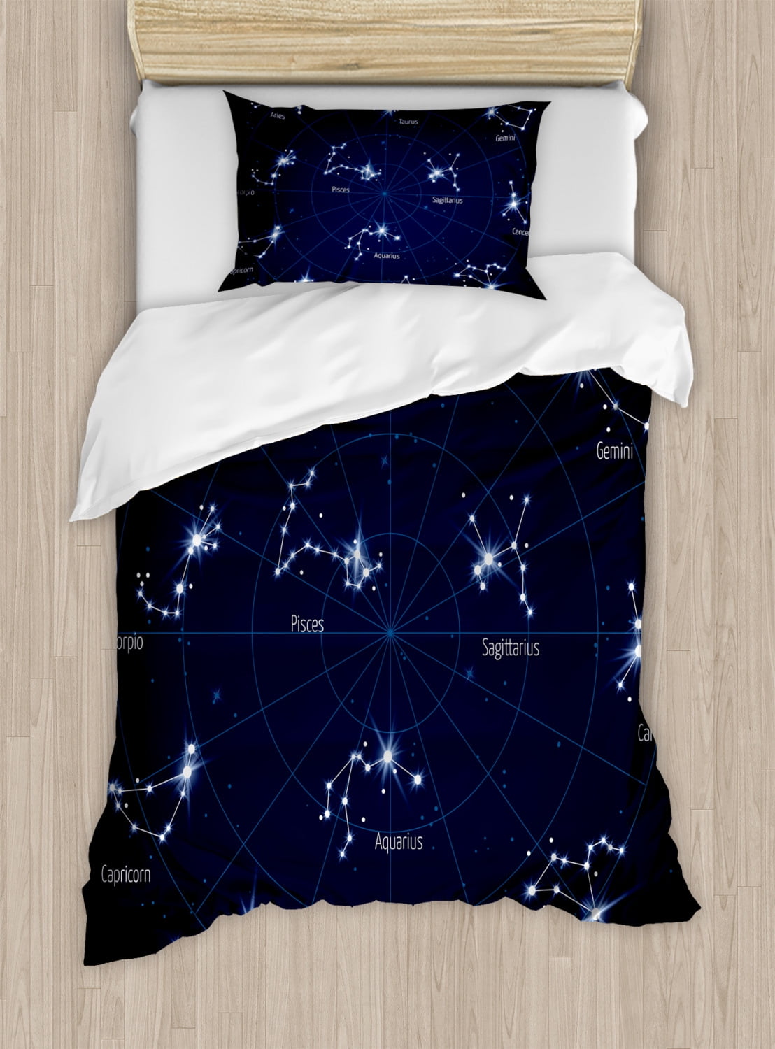 Constellation Duvet Cover Set Twin Size, Sky Star Map with Geometric ...