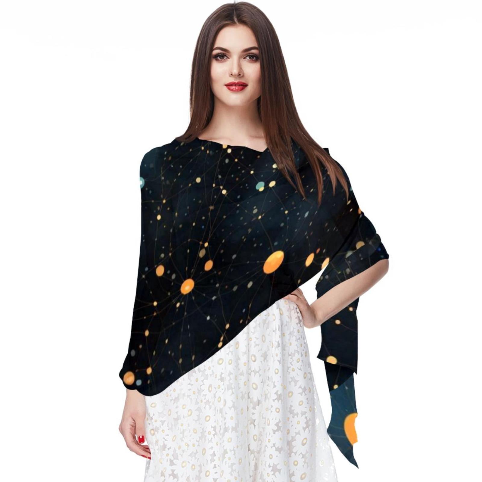 Constellation Elegant Silk Scarf - Translucent Chiffon Yarn ...